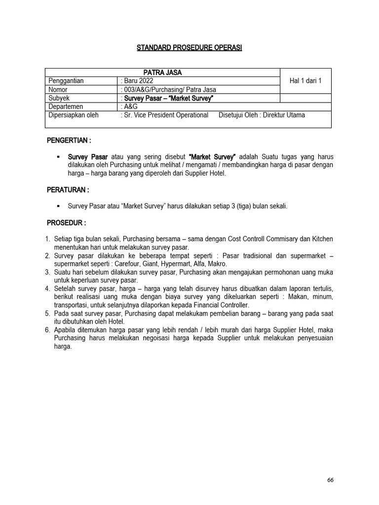 SOP-3 Survey Pasar - Market Survey | PDF