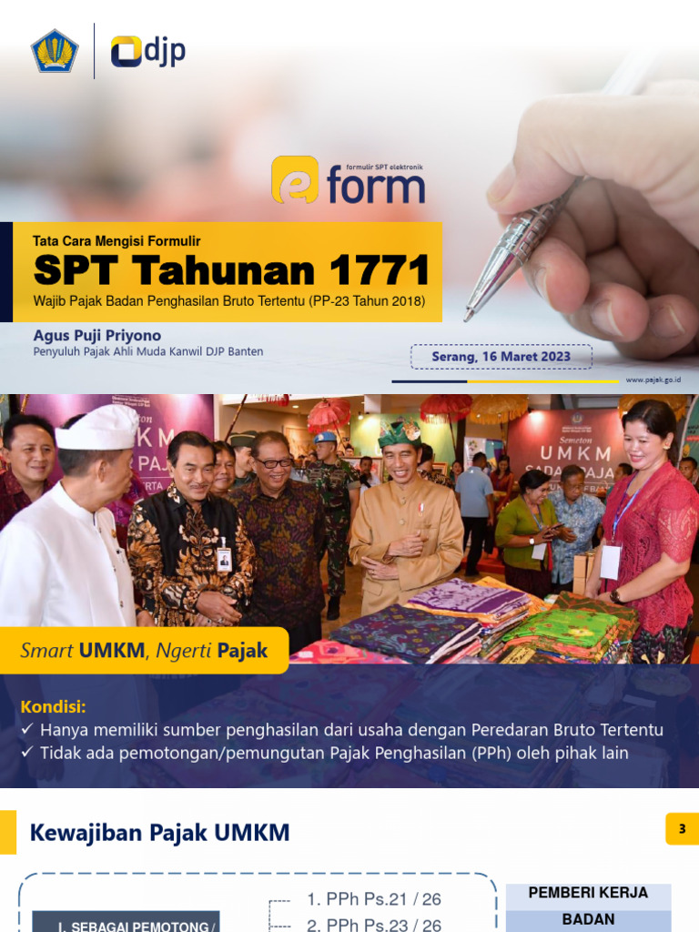 Tutorial 2022 - E-Form SPT 1771 UMKM - Kanwil Banten | PDF