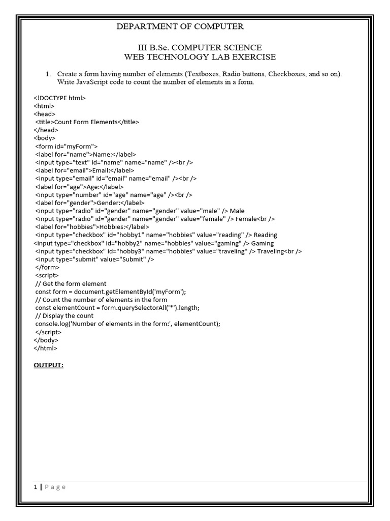 Web Technology Lab | PDF | Java Script | World Wide Web