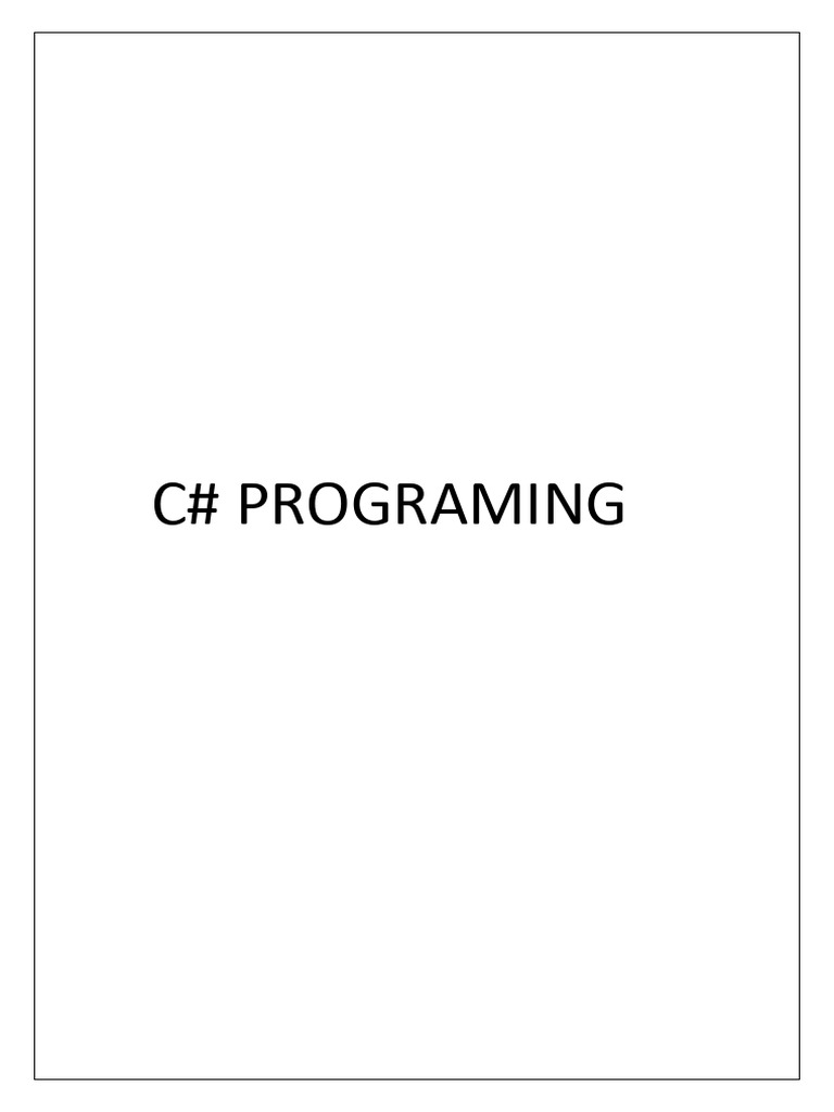 C Sharp 1 New E Pdf Text File C Sharp Programming Language