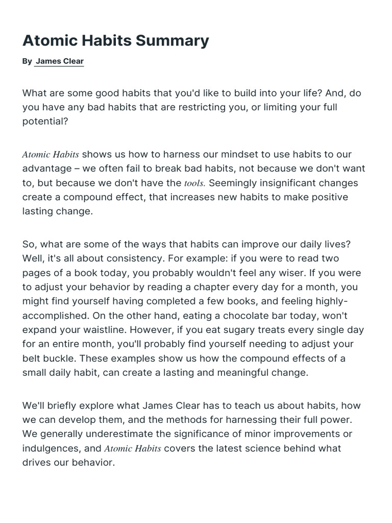 Atomic Habits | PDF | Habits