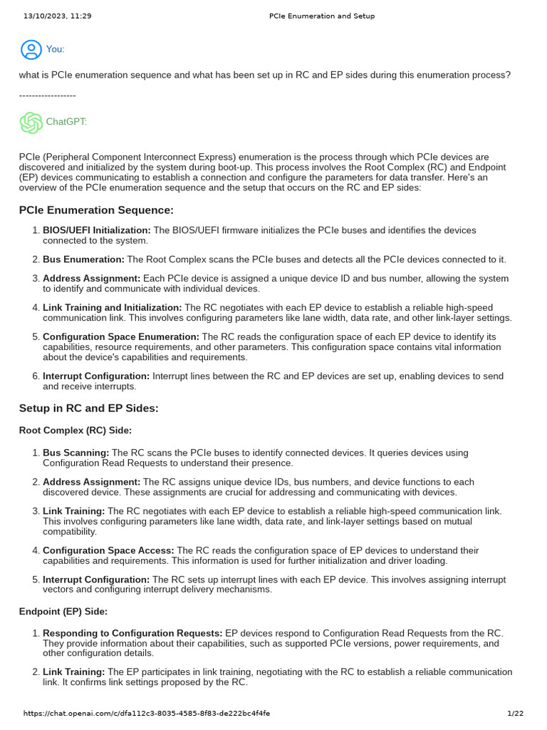 PCIe Enumeration and Setup Via ChatGPT | PDF | Device Driver | Computer Architecture