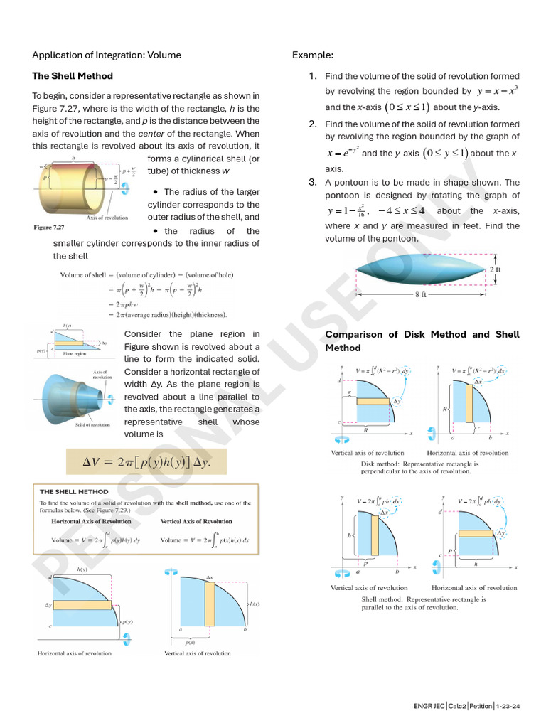 Application of Integration - Volume - Shell Method | PDF | Elementary ...