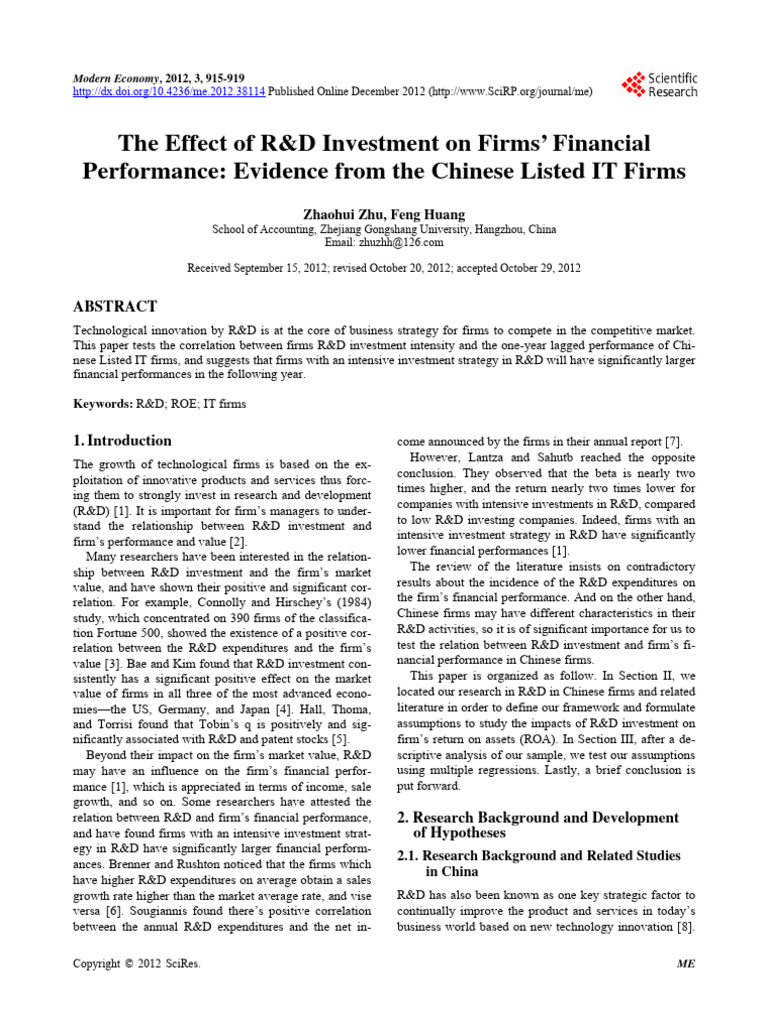 R&D Thesis | PDF | Research And Development | Investing