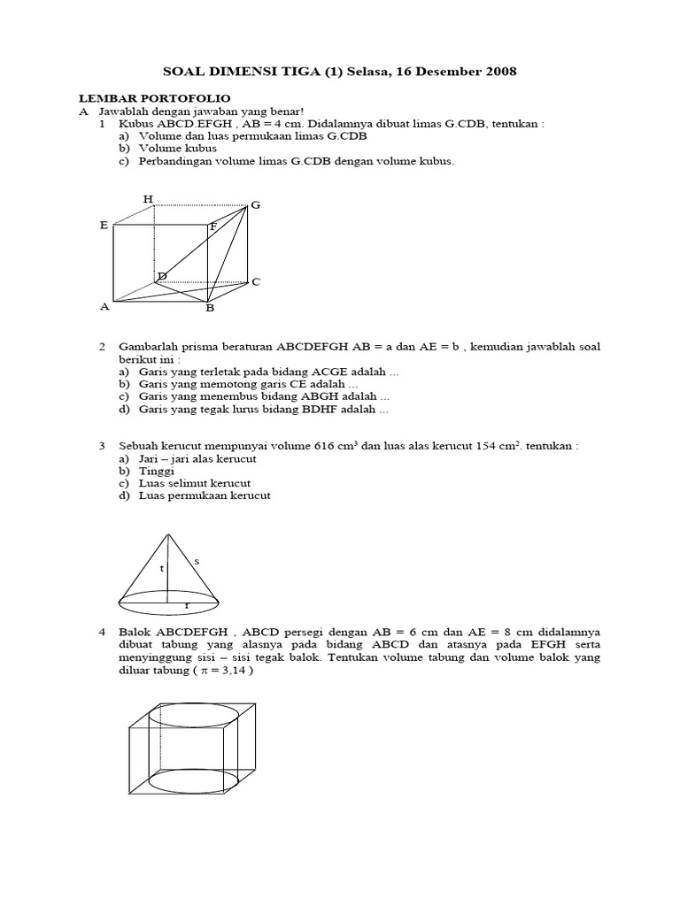Soal Dimensi Tiga | PDF