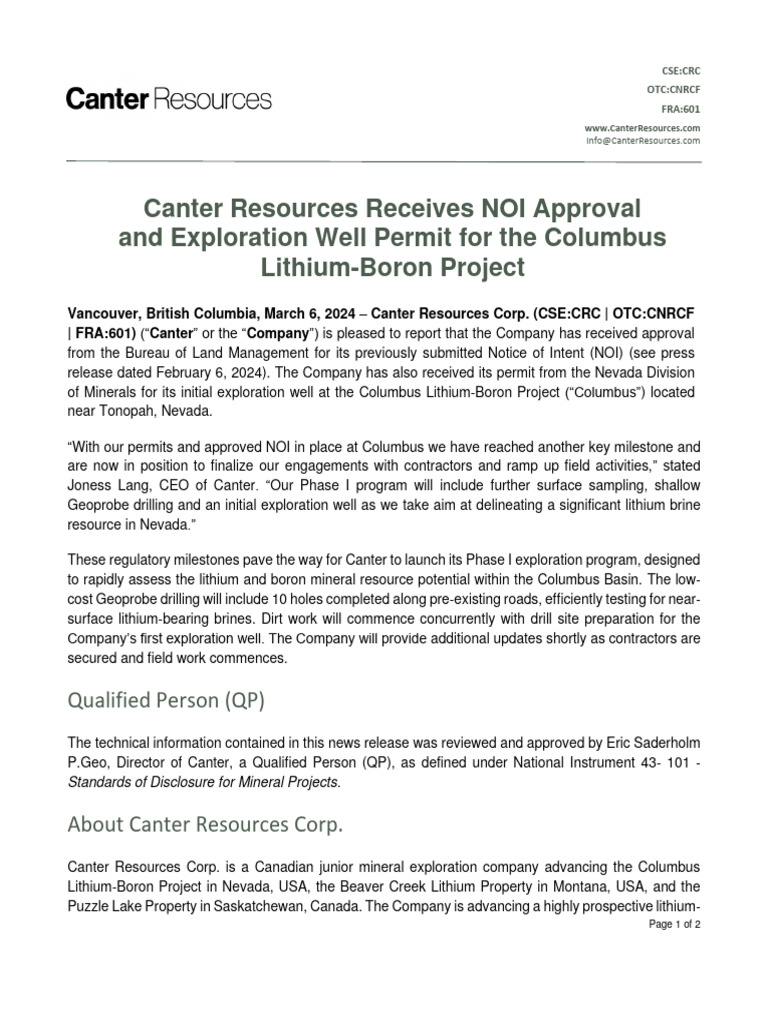 Canter News-Release 2024-03-06 | PDF