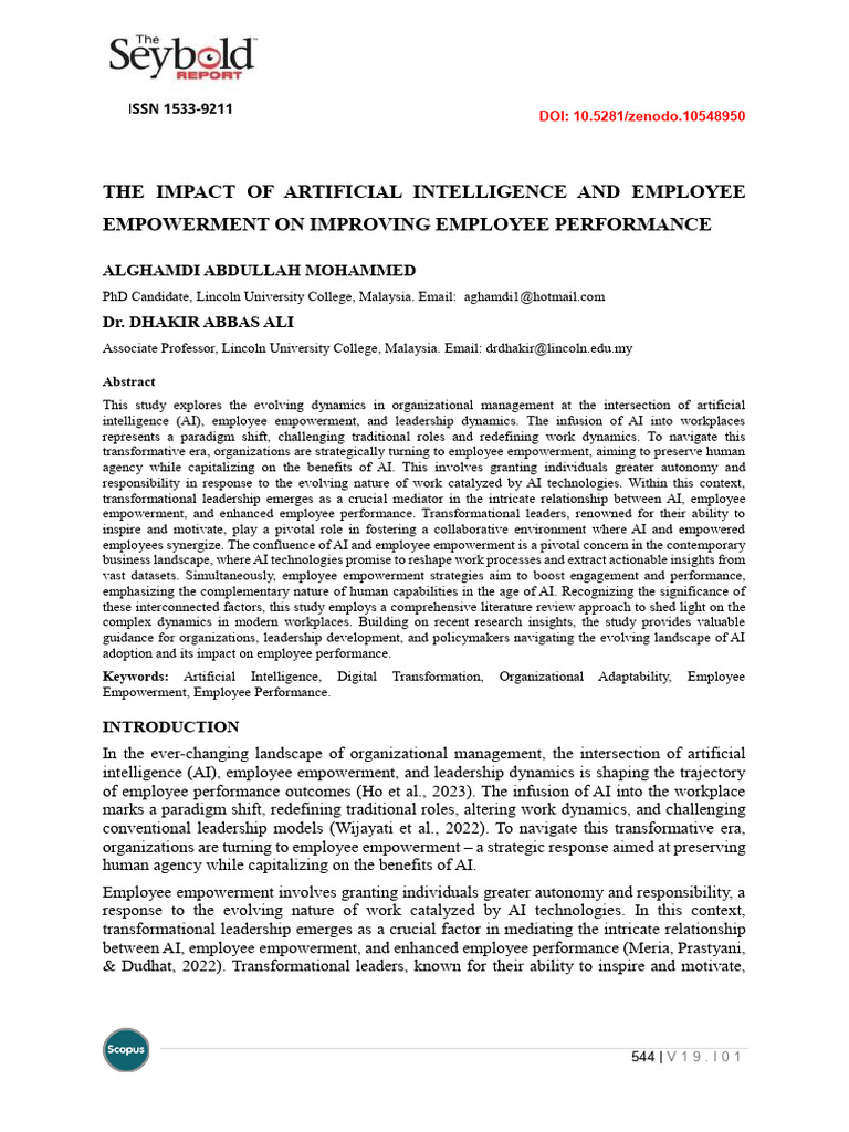 The Impact of Artificial Intelligence and Employee Empowerment On ... The Impact of Artificial Intelligence and Employee Empowerment On ...