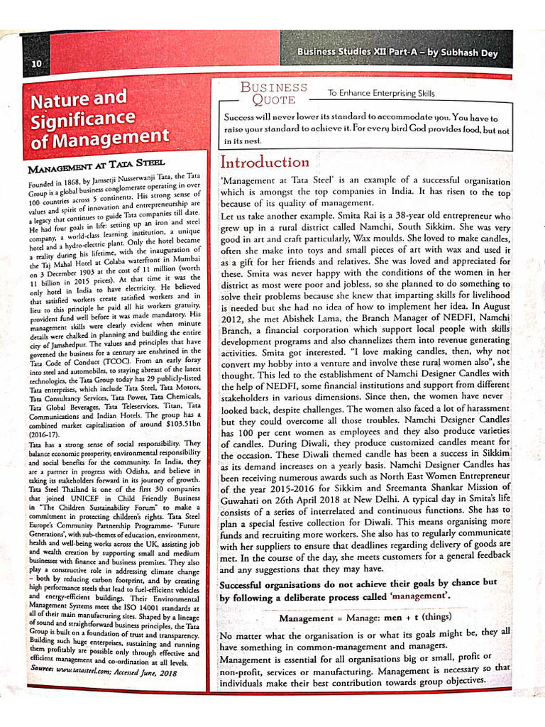 Nature_and_Significance_of_Management_class_12_bst_Subhash_Dey_pdf | PDF