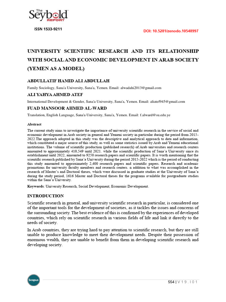 University Scientific Research and Its Relationship With Social and ...