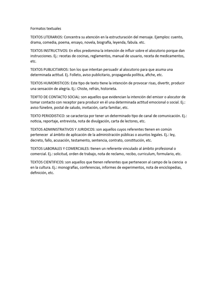 Formatos Textuales | PDF