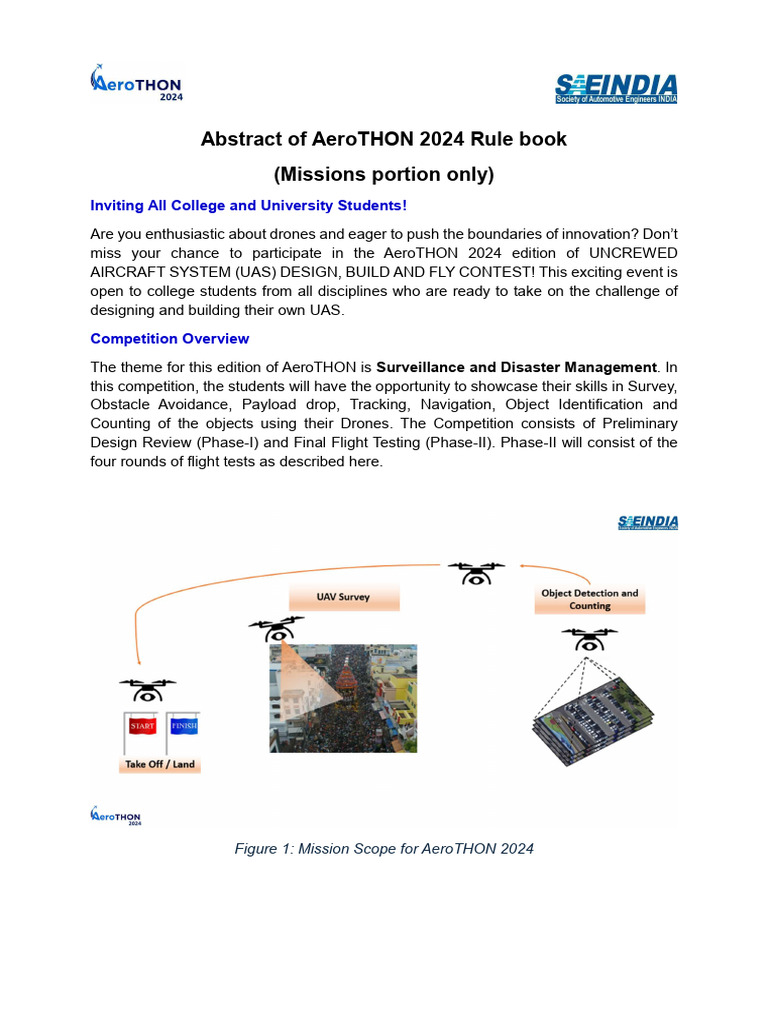 Aerothon 2024 Rulebook Abstract | PDF | Unmanned Aerial Vehicle | Aviation
