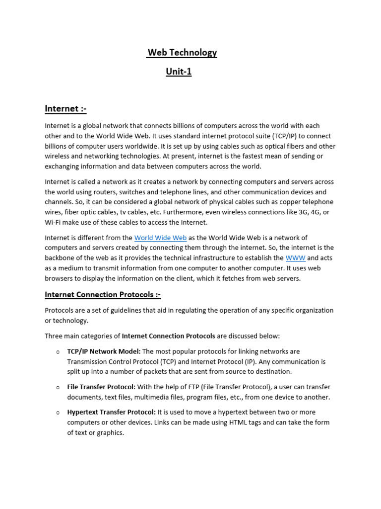 Web-Technology UNIT-1 Complete | PDF | World Wide Web | Internet & Web
