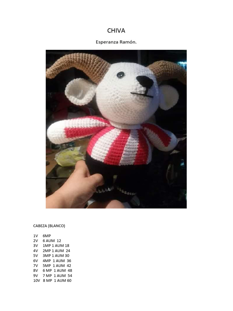 Patrón Amigurumi Chiva en Crochet | PDF