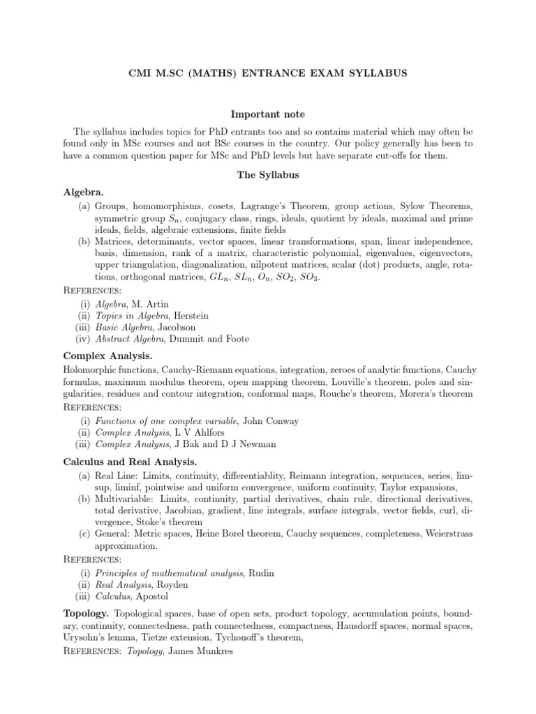 CMI MSC Mathematics Entrance | PDF | Matrix (Mathematics) | Group ...