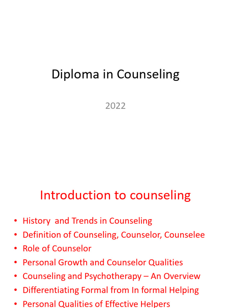Diploma in Counselling - Introduction - Counselling (Autosaved) | PDF ...
