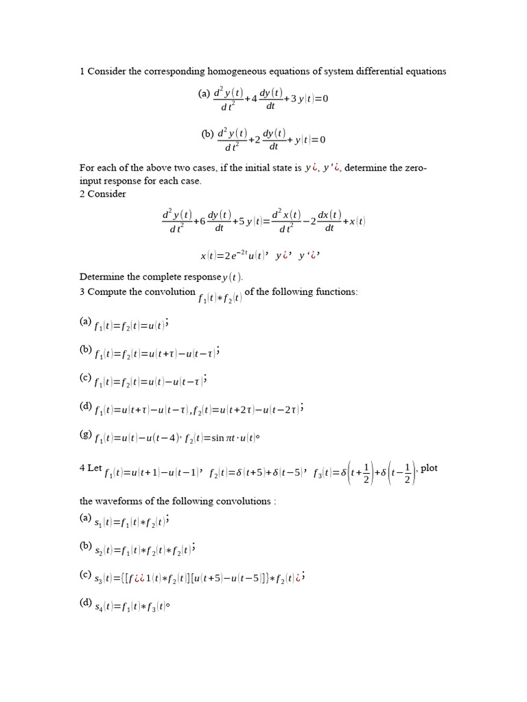 Exercises For Signals and Systems (Part Two) | PDF | Mathematical Physics | Electronics