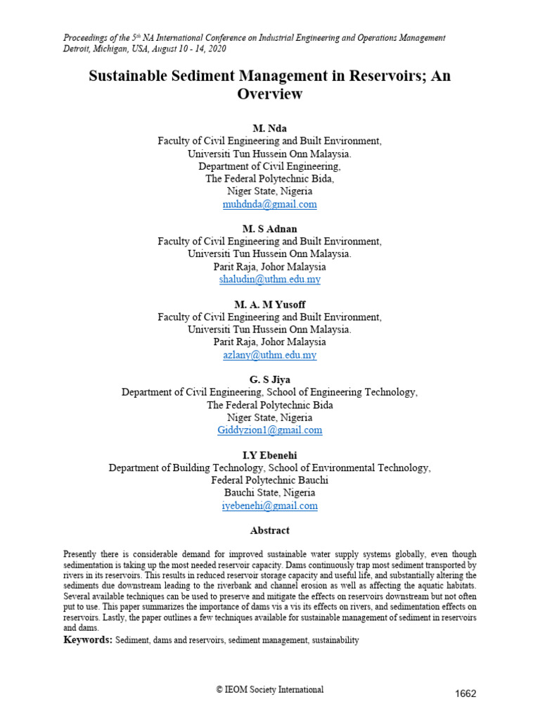 397 Sustainable Sediment Management in Reservoirs - An Overview | PDF ...