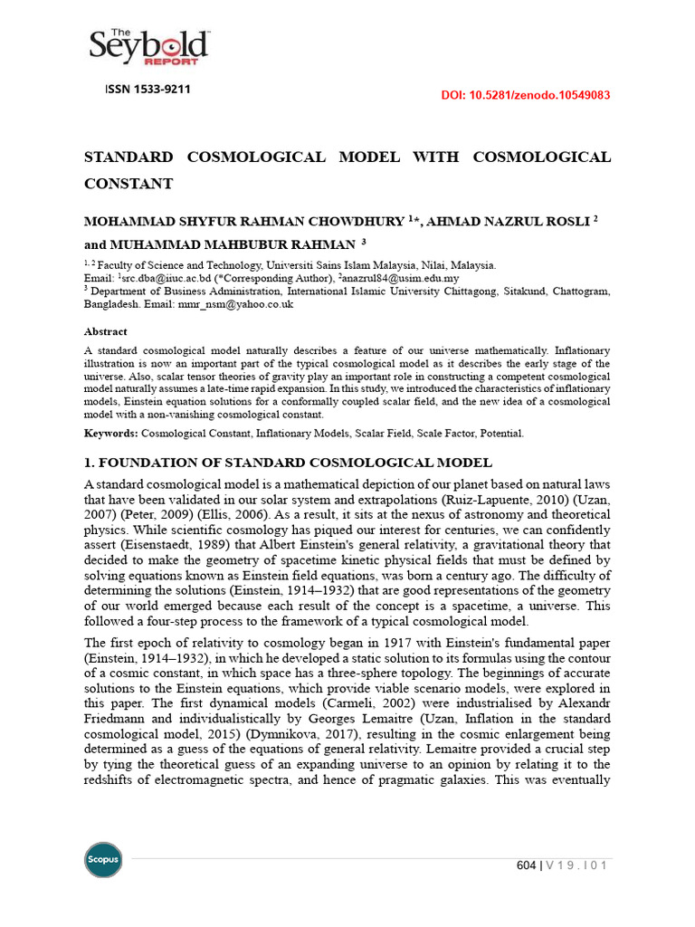 Standard Cosmological Model Overview | PDF | Inflation (Cosmology ...