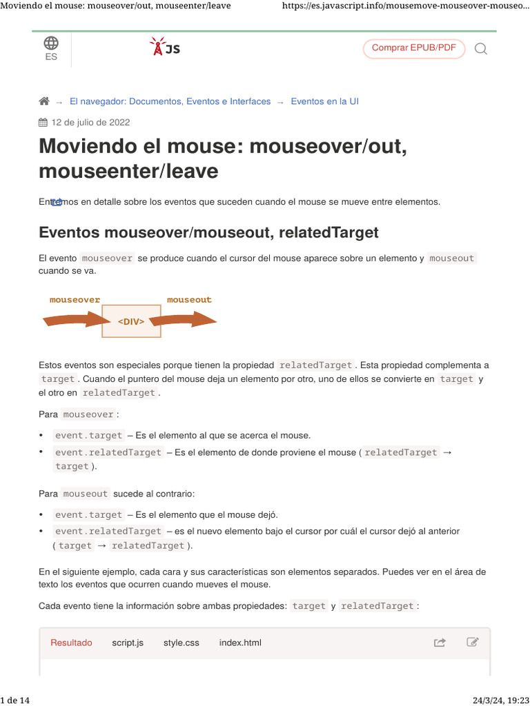 Moviendo El Mouse Mouseover - Out, Mouseenter - Leave | PDF | Desarrollo web | Informática