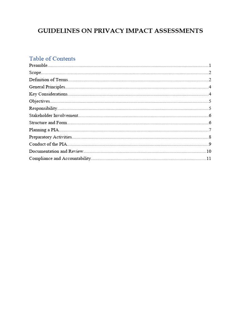 Privacy Impact Assessment Guidelines | PDF | Privacy | Risk
