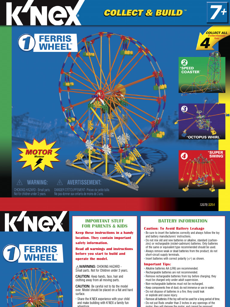 Knex Set 12078 Amusement Park Ferris Wheel | PDF | Rechargeable Battery | Energy Storage