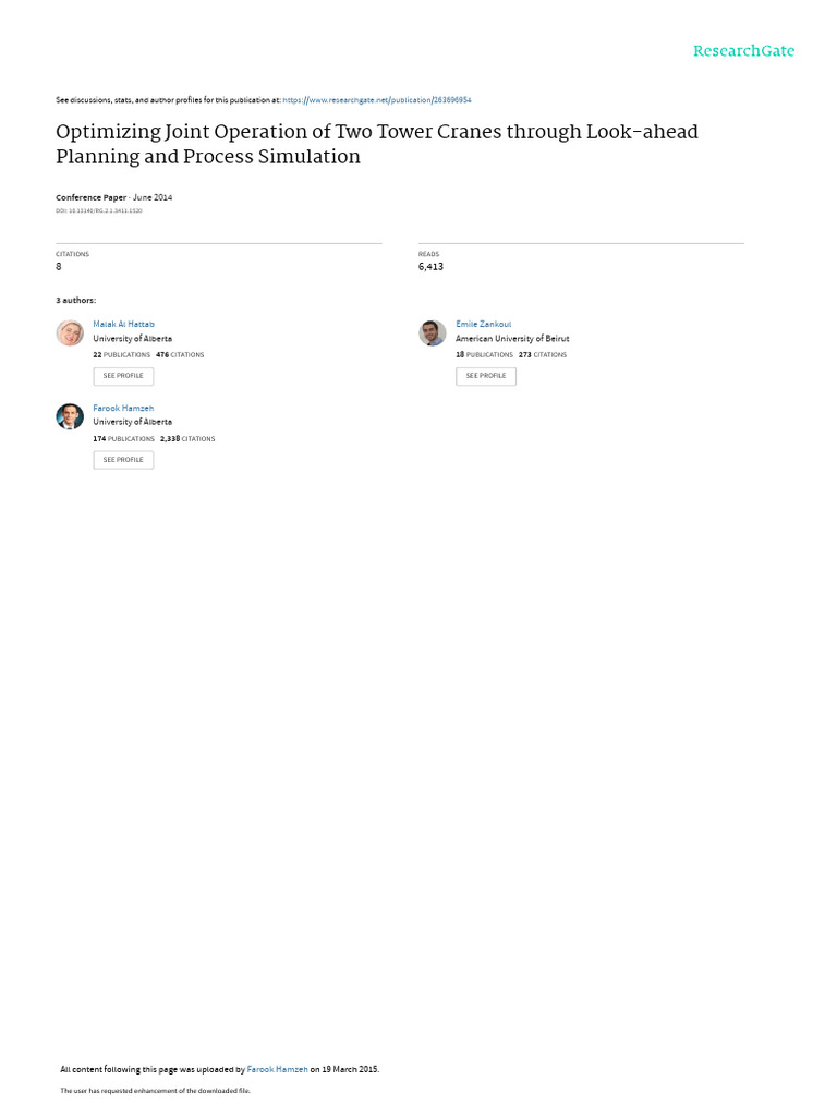 Optimizing Joint Operation of Two Tower Cranes Through Look-Ahead Planning and Process ...
