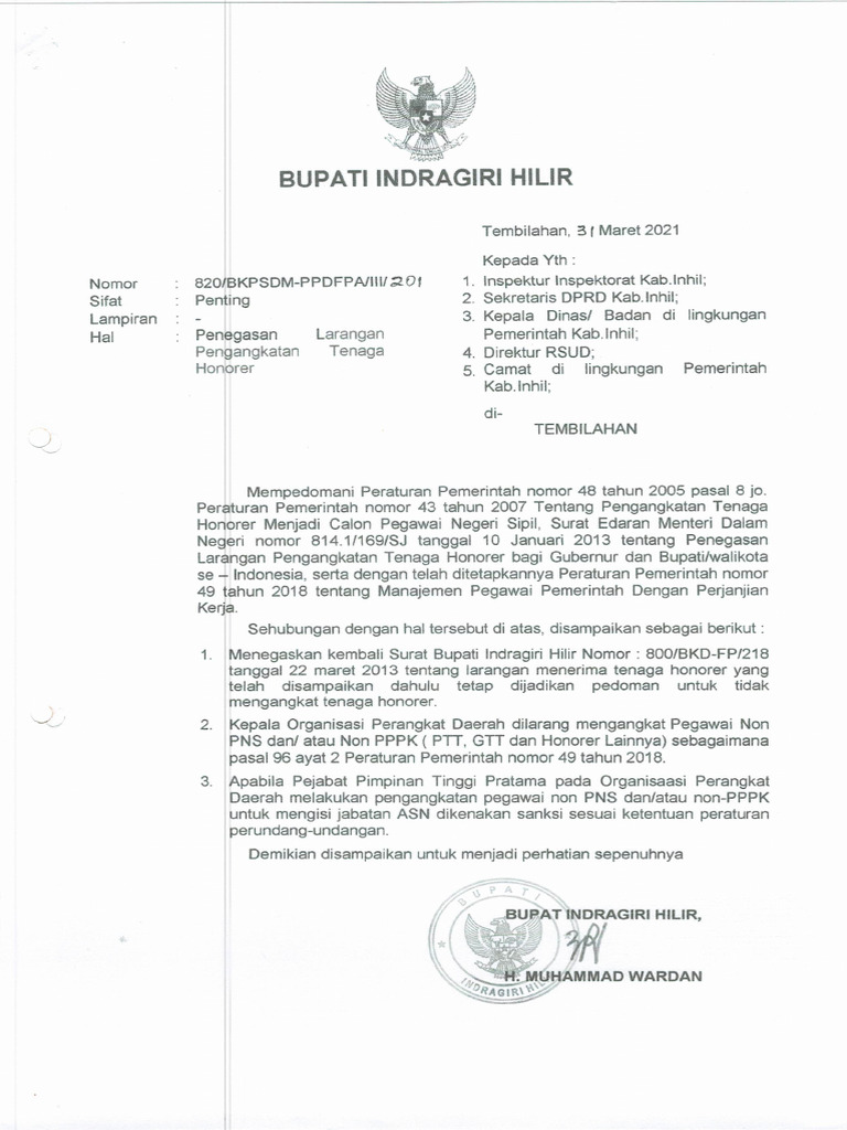 Larangan Pengangkatan Honor - 000004 | PDF