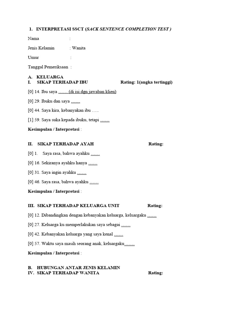 Interpretasi SSCT | PDF