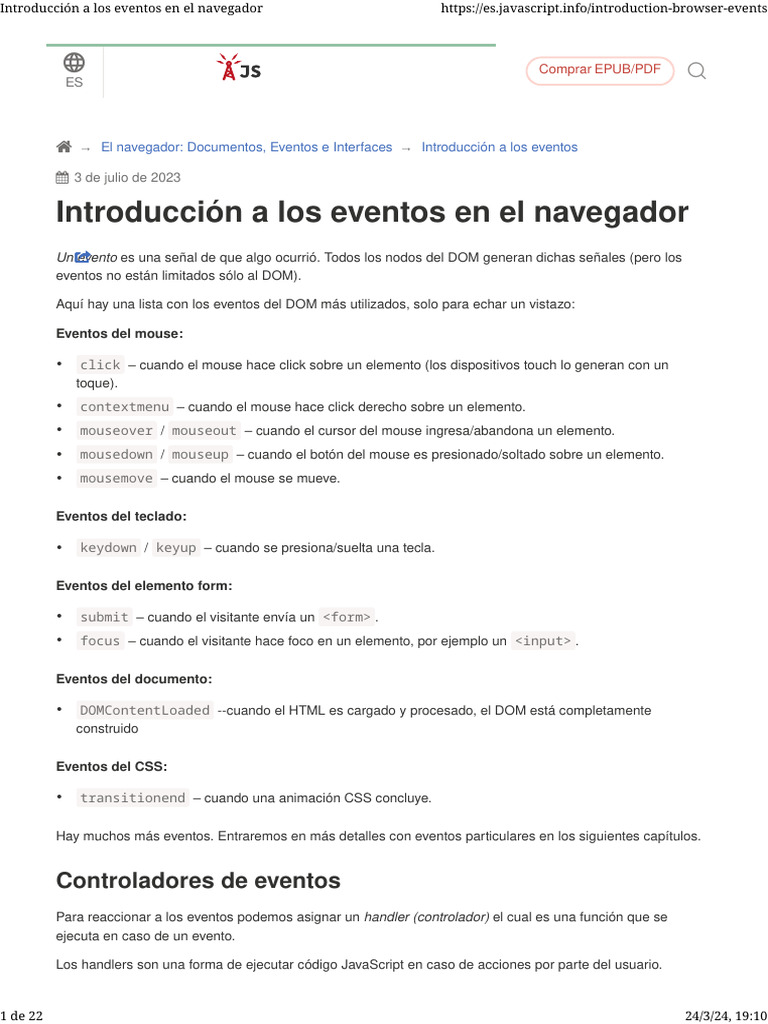 Introducción A Los Eventos en El Navegador | PDF | Modelo de objeto de documento | HTML