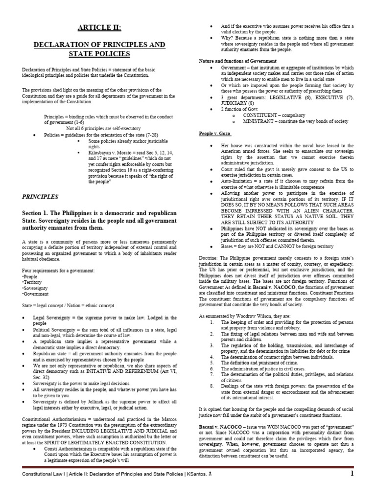 -Article-II-Declaration-of-Principles-and-State-Policies-Reviewer | PDF