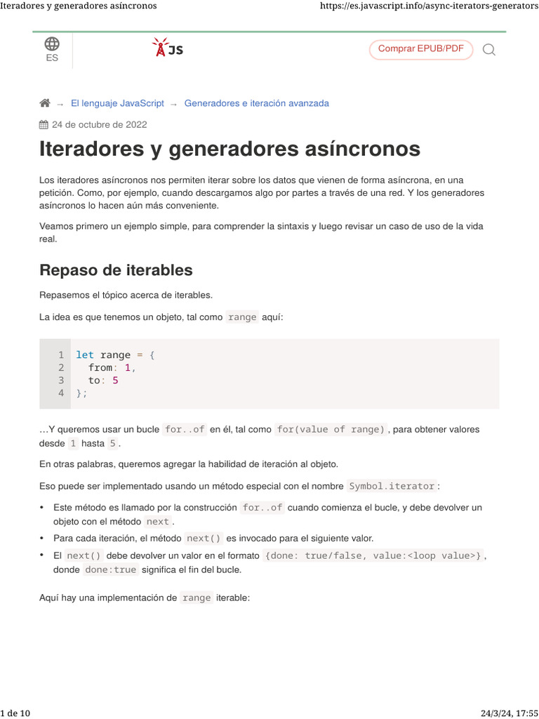 Iteradores y Generadores Asíncronos | PDF | Programación de ...