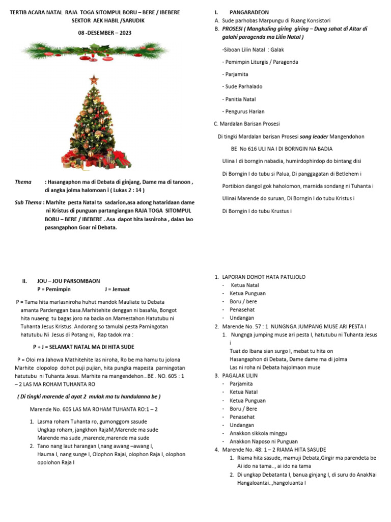 TERTIB ACARA NATAL RAJA TOGA SITOMPUL Edit | PDF