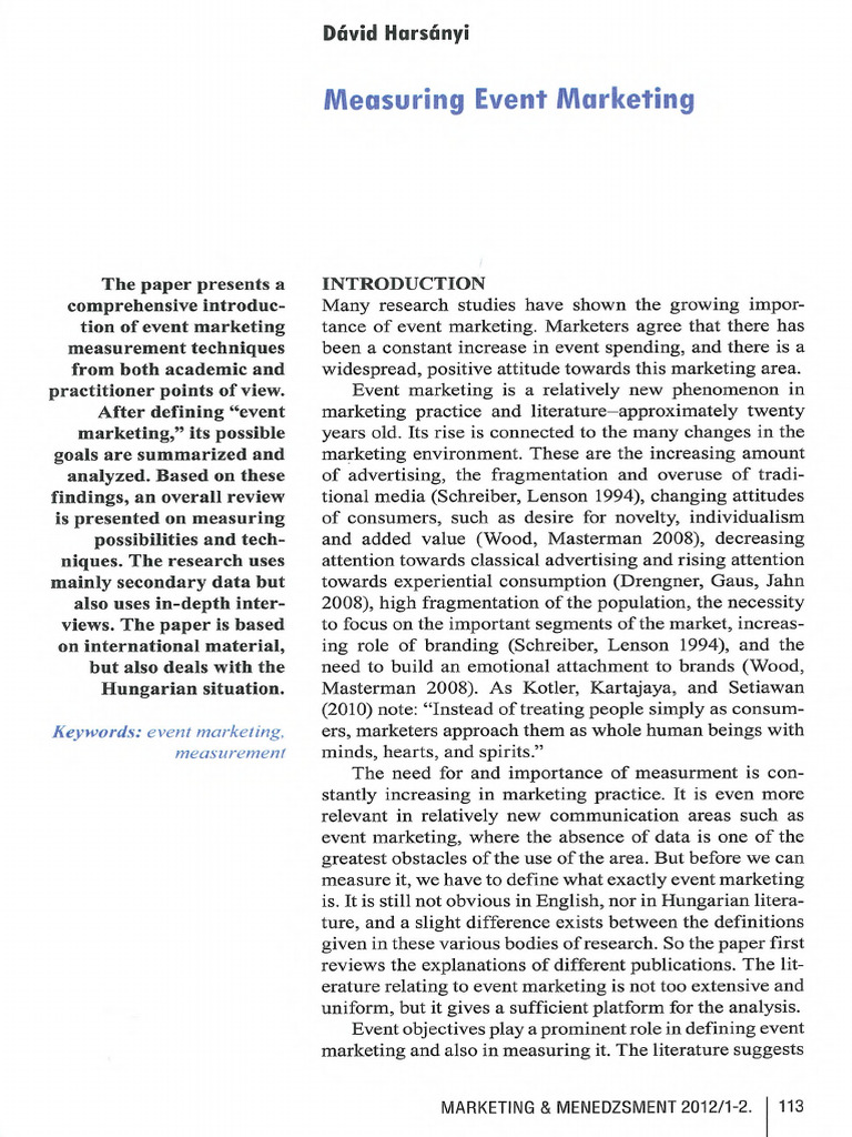 Measuring Event Marketing | PDF | Marketing | Brand