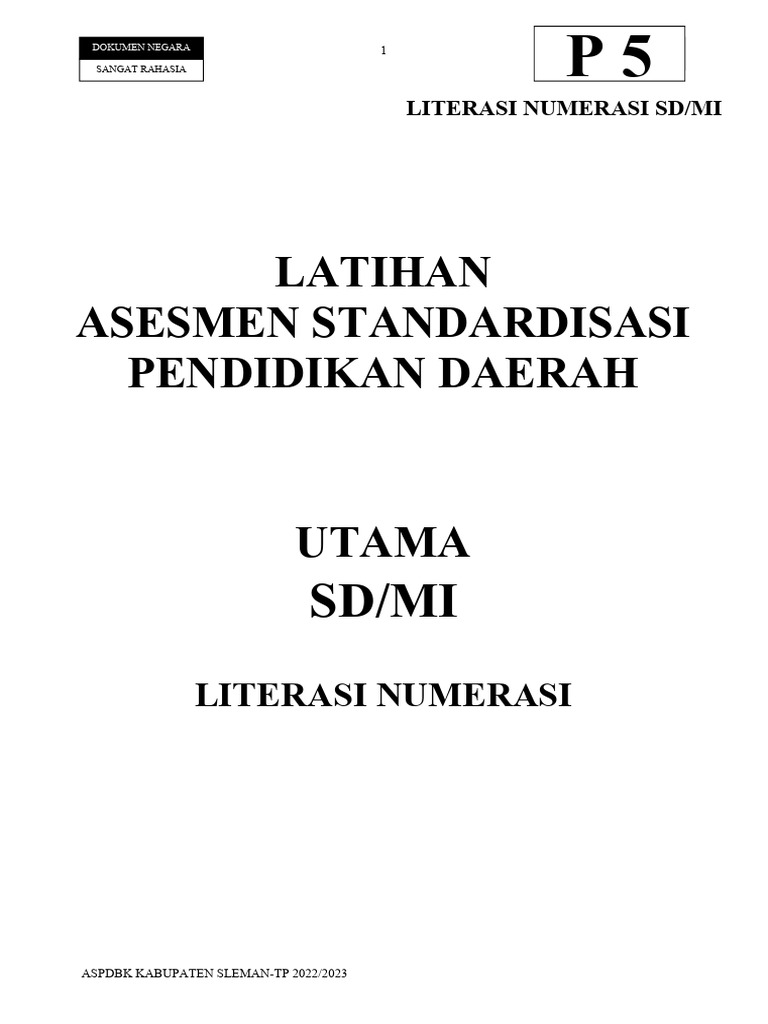 Soal ASPDBK TO5 - Literasi Numerasi | PDF | Griya & Taman