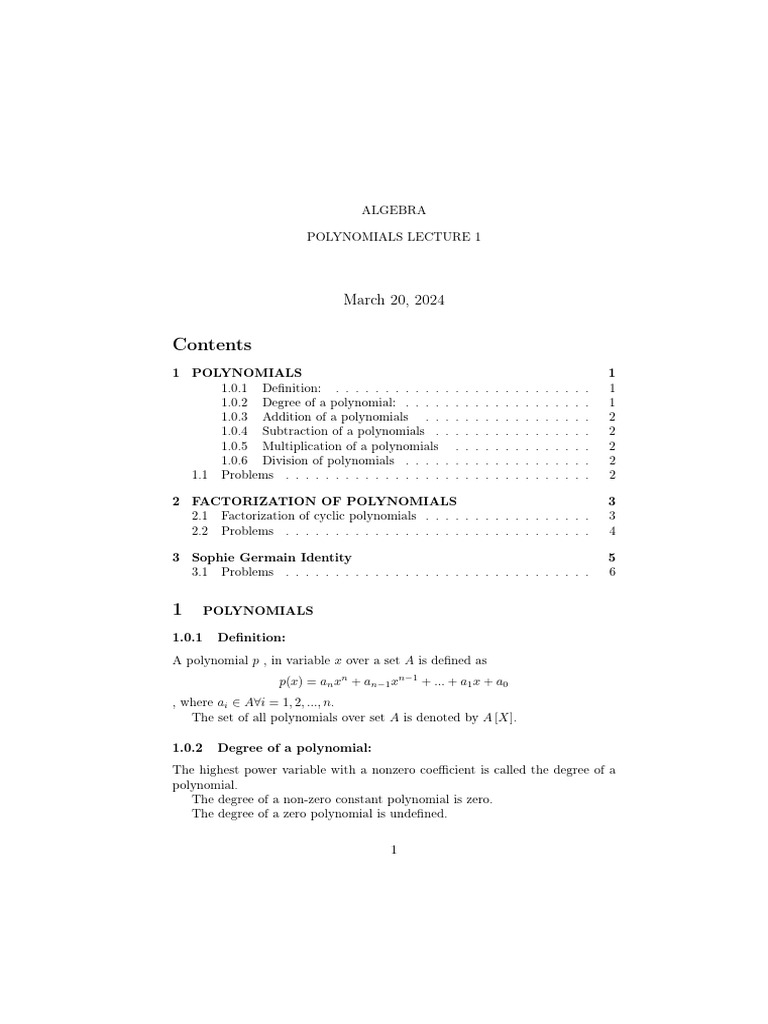 Polynomials For Bridge Course | PDF | Teaching Methods & Materials