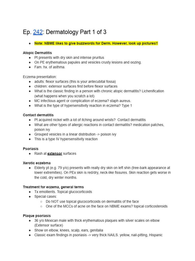 Ep.: Dermatology Part 1 of 3 | Download Free PDF | Arm | Shoulder