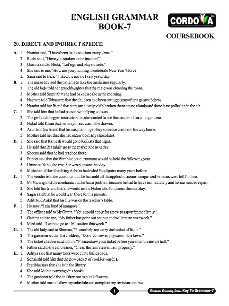 Direct Indirect Speech | PDF