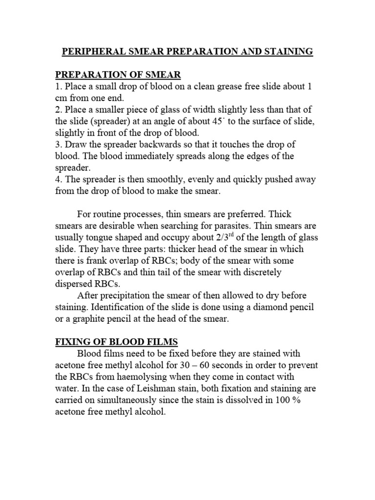 Peripheral Smear Preparation and Staining | PDF | White Blood Cell | Staining