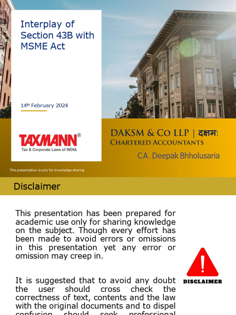 Interplayof MSMEActwith Section 43 BH | PDF