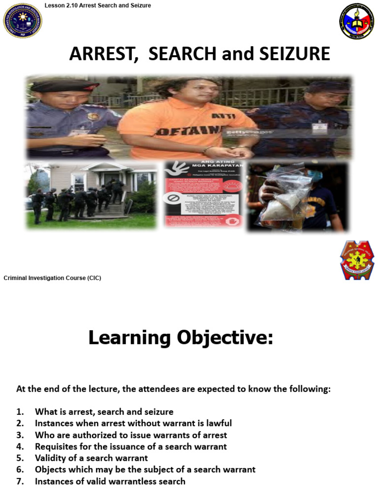 Arrest, Search, and Seizure Basics | PDF | Search Warrant | Search And ...