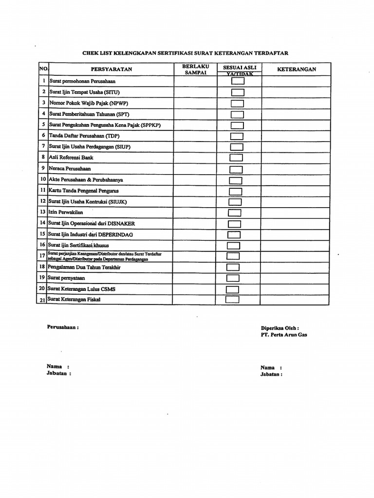 Checklist Kelengkapan SKT | PDF
