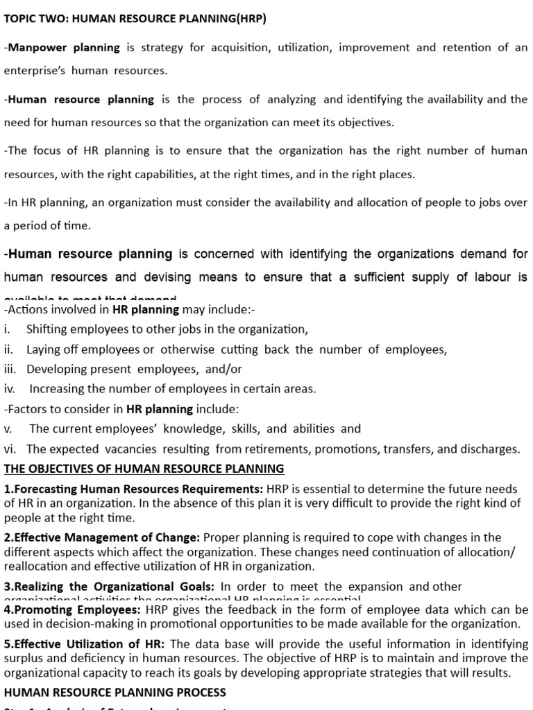 Topic 2 - Human Resource Planning | PDF | Human Resources | Human ...