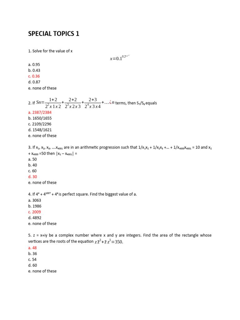 Special Topics 1 | PDF | Area | Mathematics