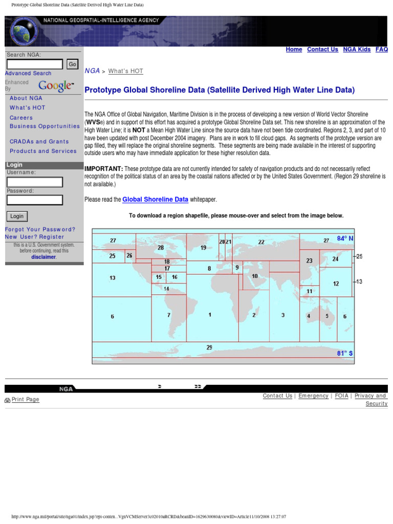 Prototype Global Shoreline Data (Satellite Derived High Water Line Data ...