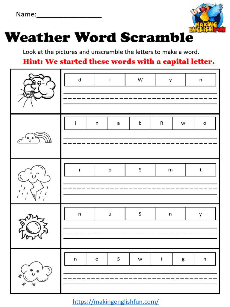 ESL Word Scramble Worksheets 1 | PDF | Zoology