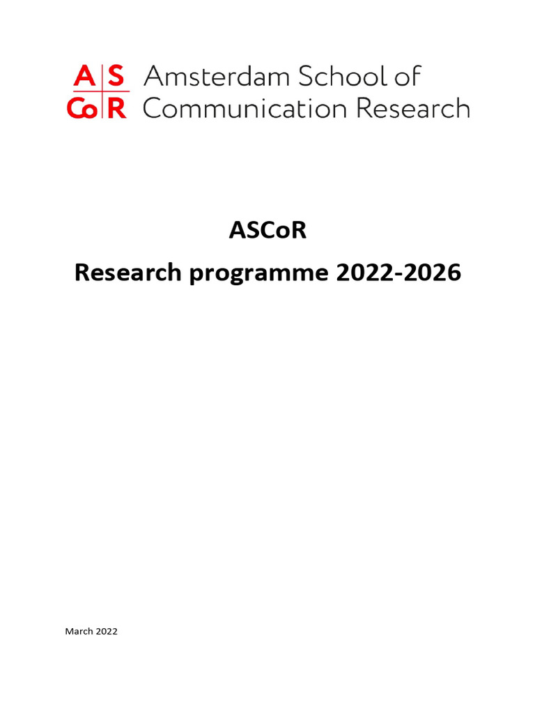 ASCoR Research Program 2022-2026 | PDF | Communication | Information