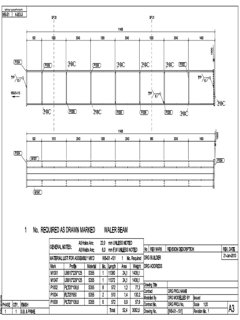 Revised S1 Waler Fabrication Drawings From Siu Wah | PDF