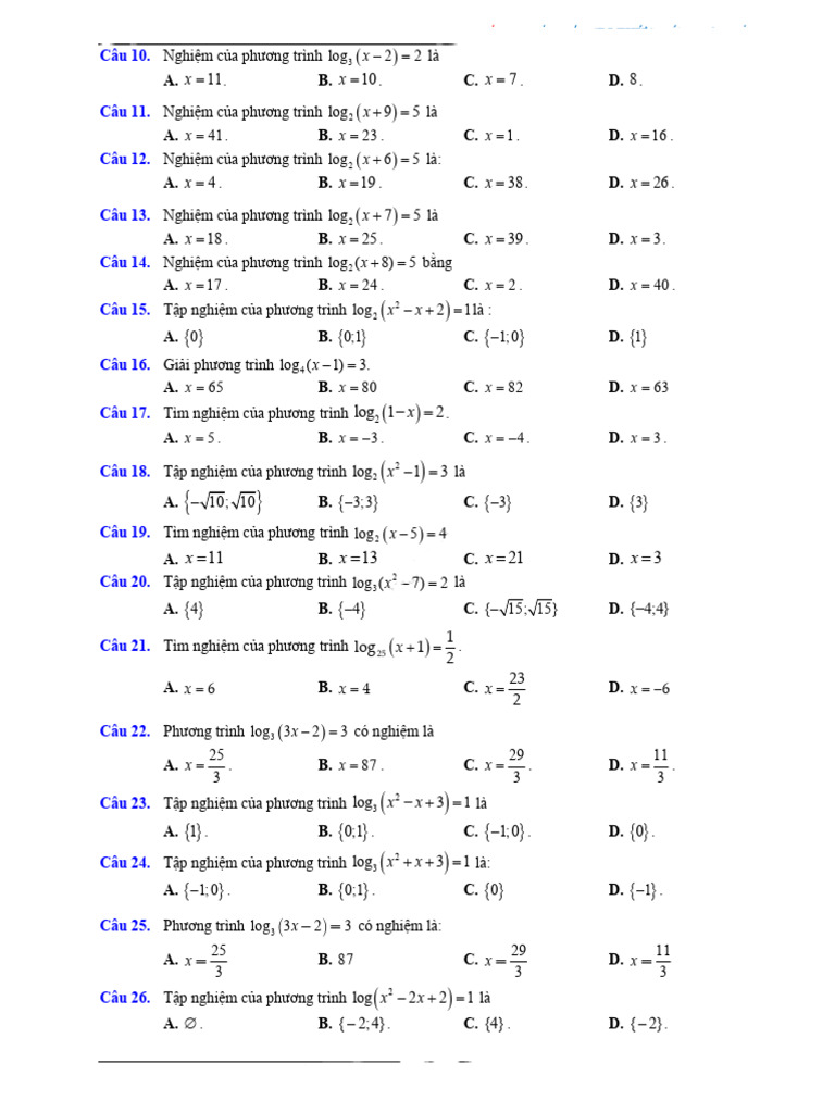 Bai-21-Phuong Trinh Mu - Logarit - CH-pages | PDF