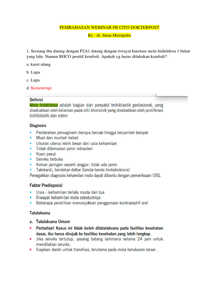 Pembahasan Webinar FR Cito Dokterpost by DR Intan Meiripalta | PDF