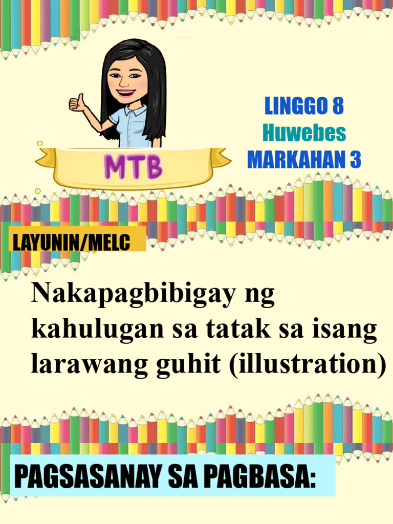 MTB Week 8 Day 4 QTR 3. (Pagbigay NG Kahulugan Sa Tatak Sa Isang Guhit) PPTX | PDF